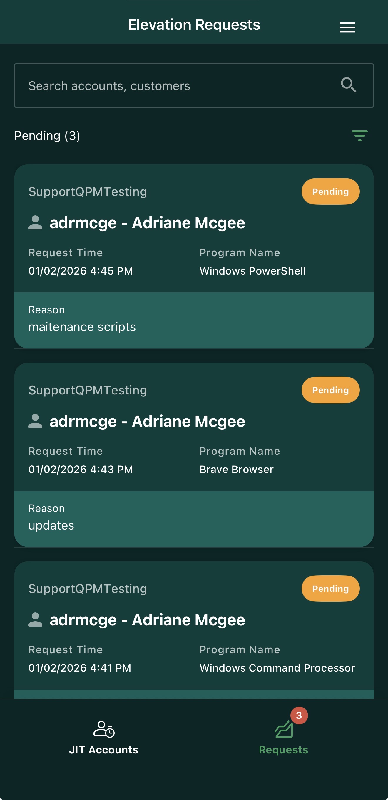 QTech App: End User Elevation Requests – CyberQP